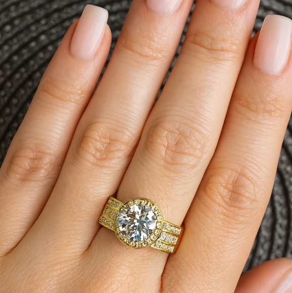 Elanza | Jewelry | Womens Elanza 925 Ring Color Gold Round Clear White ...